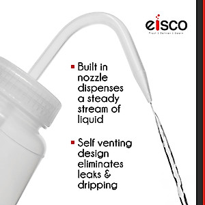 EISCO 2PK Chemical Wash Bottle, No Label, 500ml - Wide Mouth, Self Venting, Low Density Polyethylene - Performance Plastics Labs