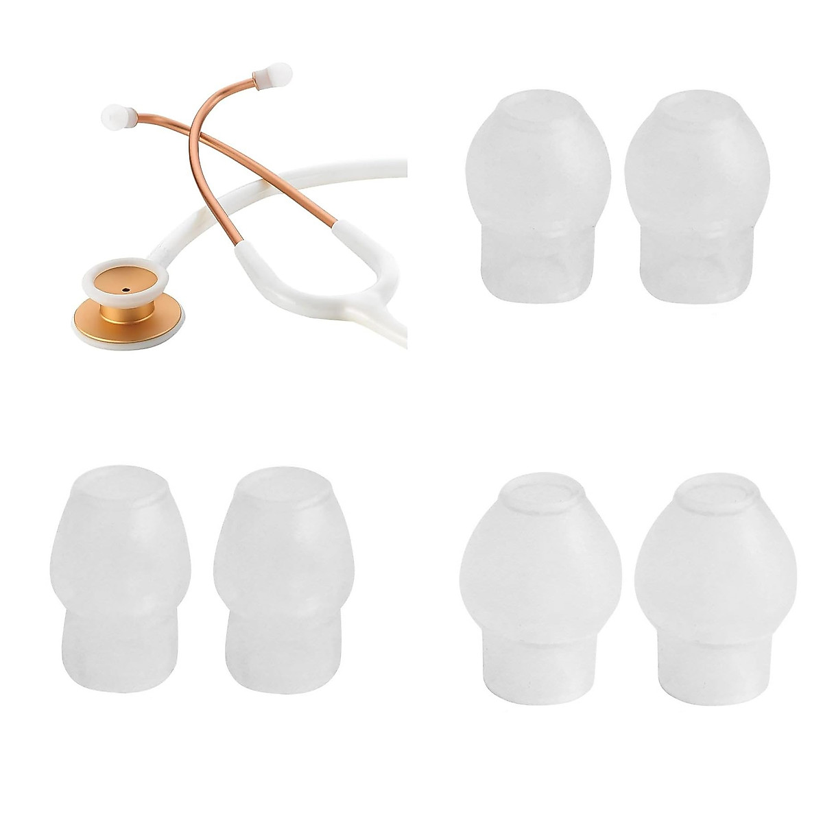 5 Pairs 3 Sizes(S/M/L) MDF Stethoscope Ear Tip Pieces Earplug Replacement Parts, Soft Silicone Prestige ADC Stethoscope Eartip Earbuds Spare Part, Bonus 2Pcs Ear Bud Cover for Littmann Stethoscope