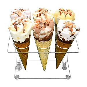 NUEAYMS Acrylic Clear Single Layer Square 6 Holes Cone Holder for Weddings Baby Showers Birthday Party Anniversaries Holiday