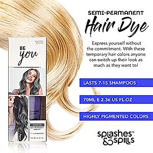 Semi-Permanent Silver Fox Hair Dye - Vibrant 2.36 Oz. Tubes Temporary Hair Color - Ammonia and Peroxide Free -Vegan and 100% Cruelty-Free Toner - Lasts for 7-15 Shampoos - by Splashes and Spills