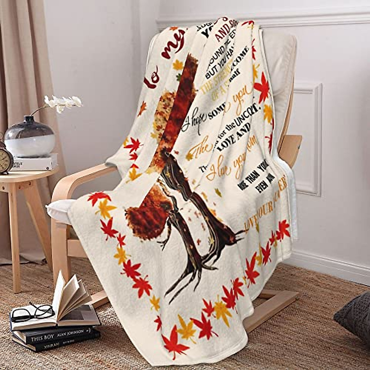 SHELABS to My Mom Blanket Mother Gifts from Daughter Throw Blanket for Bed Couch Sofa Birthday for Your Mother Warm Fleece Blanket Talking Love to Mom, 50x60inch