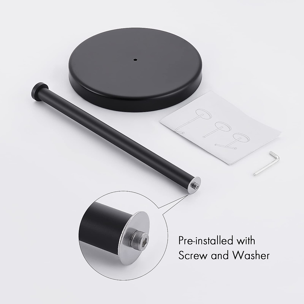 KES Matte Black Paper Towel Holder Countertop, Kitchen Paper Roll Holder Stand with Weighted Base Heavy for Standard or Gaint Rolls SUS304 Stainless Steel Matte Black, KPH202-BK