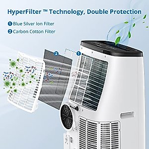 Acekool Portable Air Conditioner 14,000 BTU 3-IN-1 Quiet AC Unit with Remote Control, Built-in Dehumidifier, Fan, Auto, Sleep Modes, Cools Room up to 750 sq. ft, Exhaust Hose & Window Kit, 24H Timer