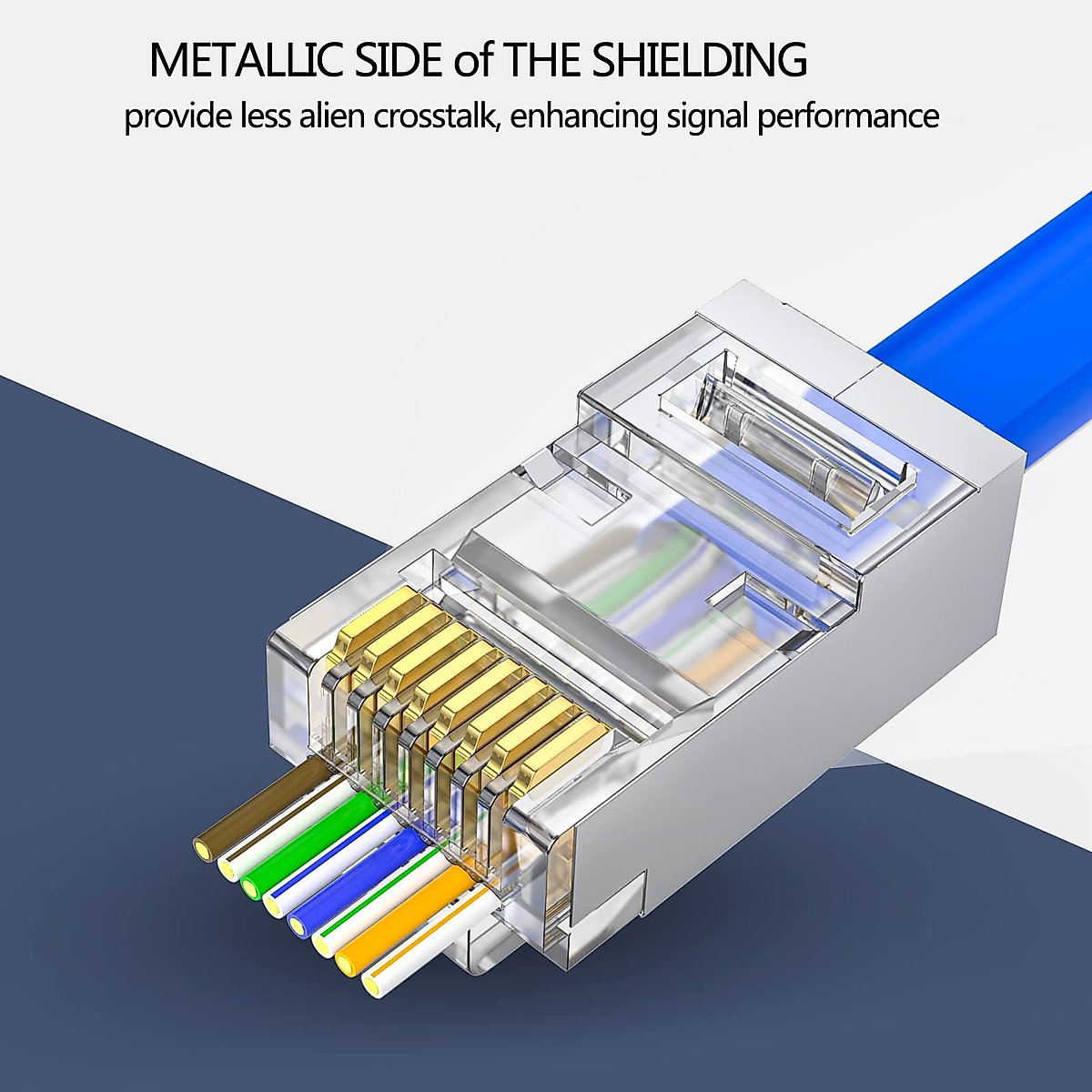 AOWIZ RJ45 Connector Cat5 Cat6 Shielded RJ45 Pass Through Ends Gold Plated 8P8C Ethernet Modular Plug 50-Pack