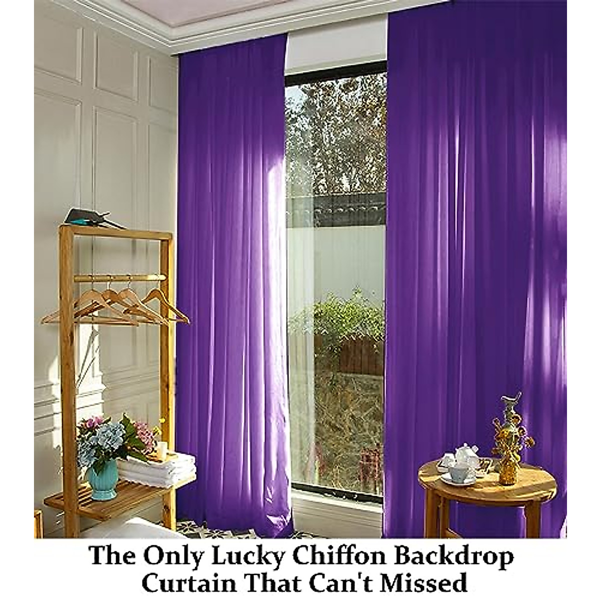 Chiffon Backdrop Curtain 29''x84'' Purple Chiffon Fabric Drapes for Wedding Ceremony 5FTx7FT Chiffon Voile Curtains 2 Panels Photography Backdrop Drapes Party Stage Backdrop (29''x84''x2pcs, Purple)