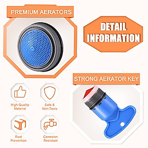 12 Pieces Faucet Aerator Replacement for Sink Aerators and 5 Pieces Faucet Aerator Key Wrenches Removal Tool M 16.5 mm 18.5 mm 21.5 mm 24 mm Tap Aerators Flow Restrictor for Bathroom Kitchen