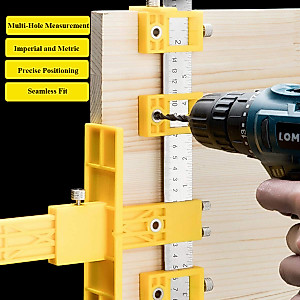 Cabinet Pull Template Hardware Jig, Punch Locator Drill Guide Wood Drilling Doweling Tool for Door and Drawer Handle Knob, Adjustable Pull Installation Template Tool for Drilling Holes on Wood Drill