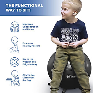 Balance Ball Chairs for Kids: LakiKid Flexible Seating Classroom Furniture- Stability Ball Chairs with Legs, Exercise Ball Chair, Yoga Ball Chair, Ideal Alternative Seating for Students (18"/45 CM)