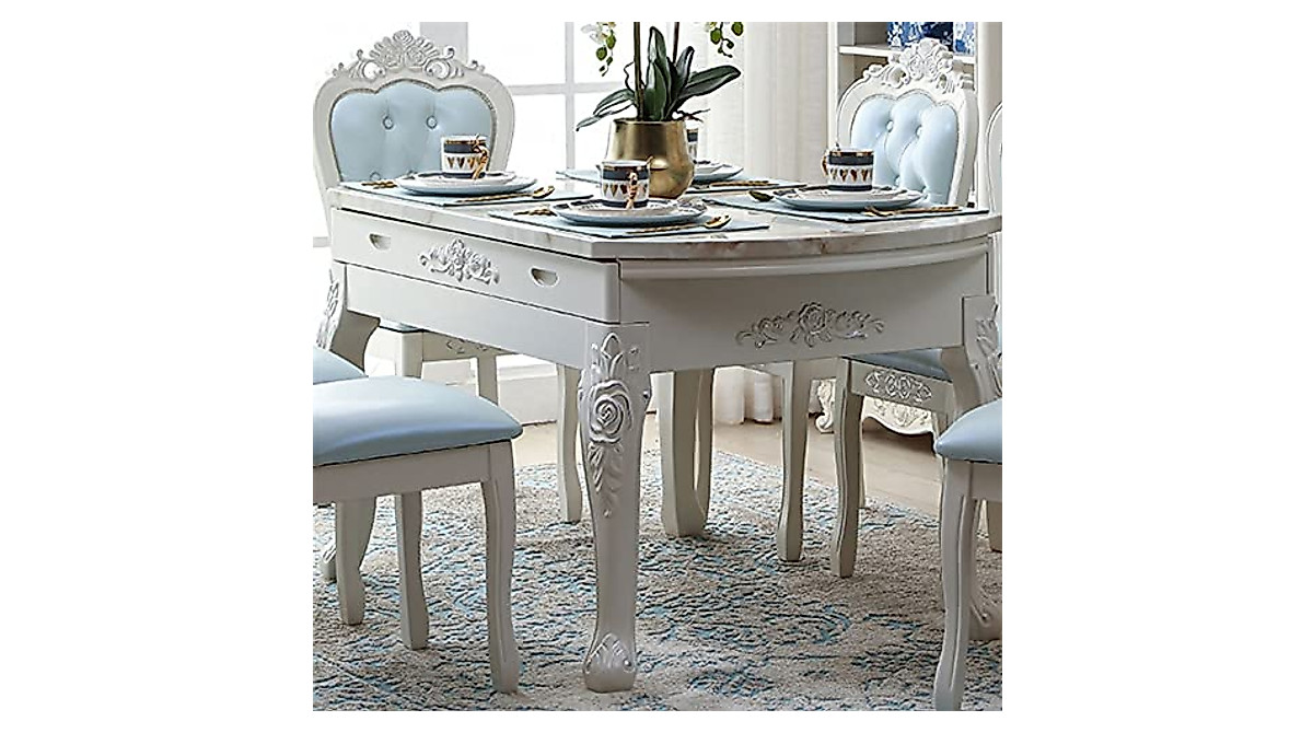 LITFAD 7-Piece Victorian Dining Room Table Set