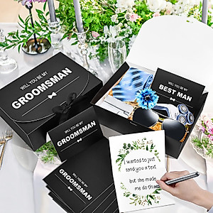 8Pack Groomsmen Proposal Box with Card (7 Groomsmen Boxes,1 Best Man Box) , 10.6×7.9×3.1 Inch Groomsmen Gift Box with Ribbon, Will You Be My Groomsman Box, Wedding Gift Box for Groomsmen Proposal Gift
