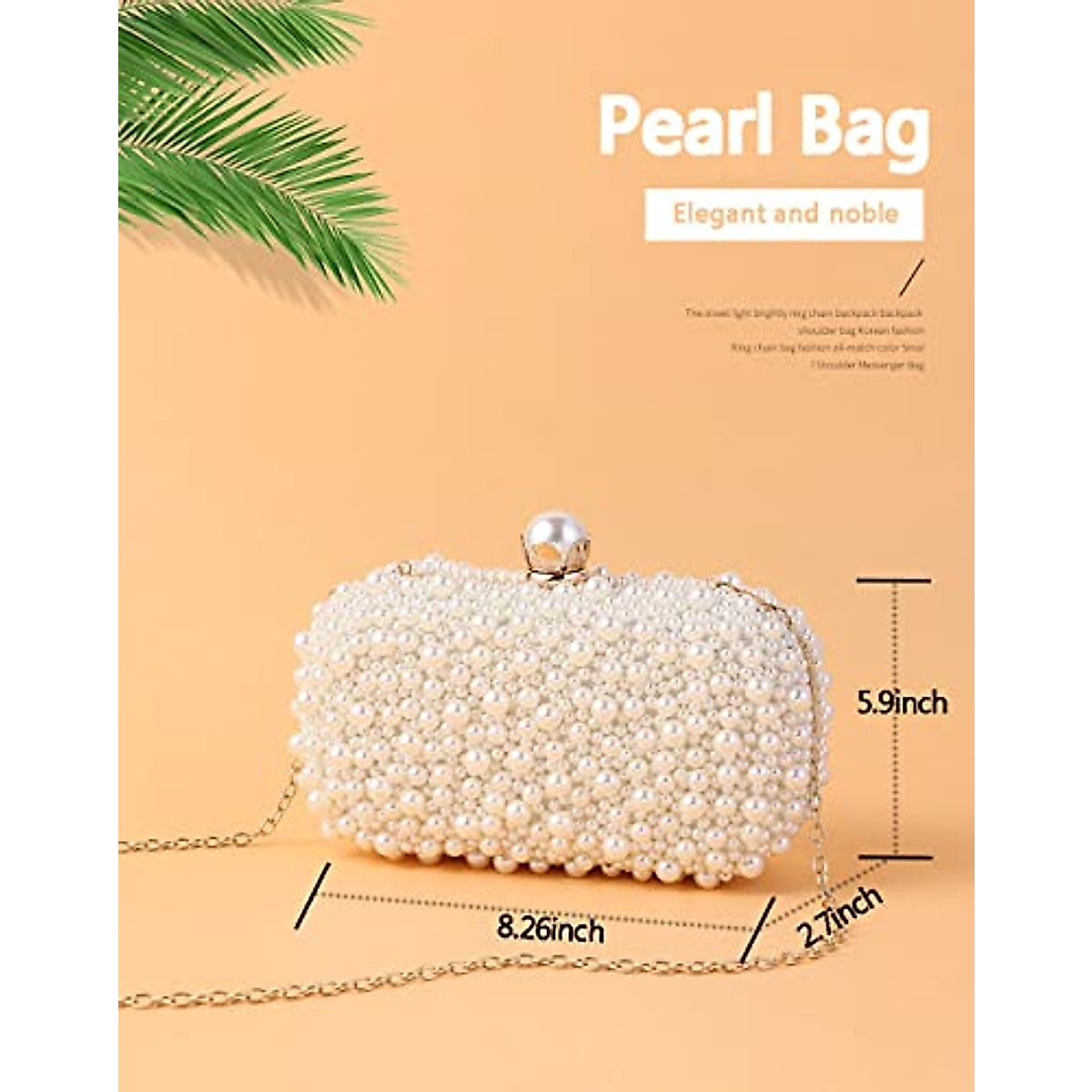 YYIHER Pearl Clutch White Clutch Purses for Women Evening Handbags Beaded Clutch Wedding Bridal Clutch Parites Prom