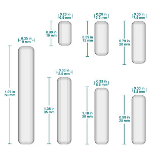 stonylab 7pcs Stir Bar Set, PTFE-Coated Magnetic Stirring Bars White Stir Mixer for Stirrers, Assortment Pack Mixed Sizes 7 Pcs