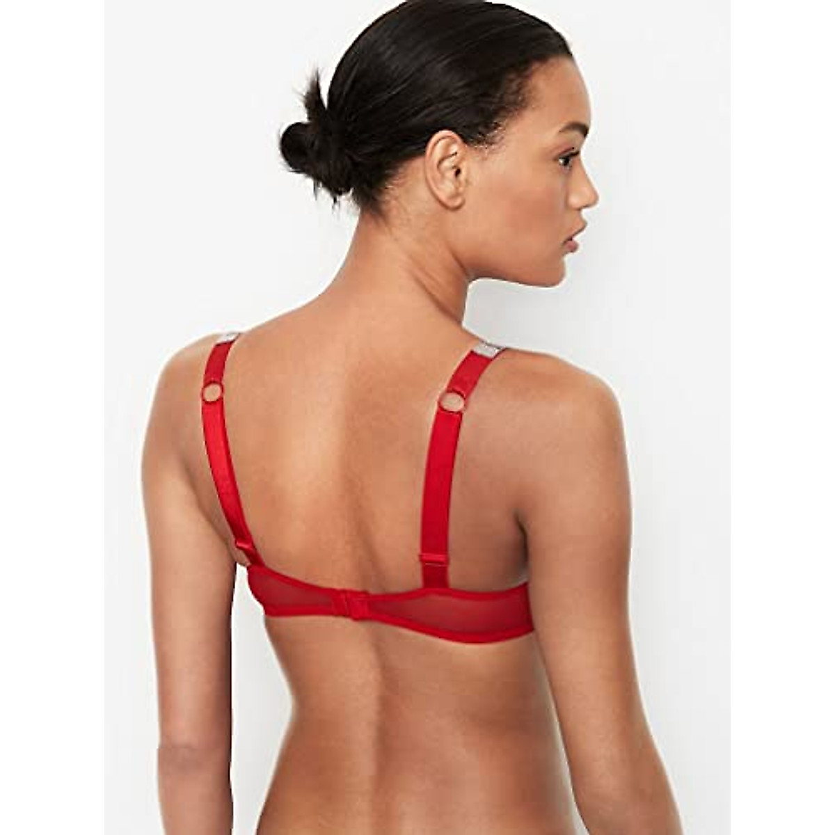 Victoria's Secret Very Sexy Bombshell Add-2-Cups Lace Shine Strap Push-Up Bra, Lipstick, 34B