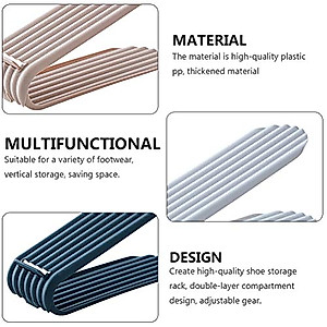 Cabilock Shoe Shelf Shoe Shelf 2 Tier Shoe Rack 4PCS Shoe Slots Organizer Shoe Rack Adjustable Shoe Stacker Space Saver for Closet Organization (Random Color) Shoe Bins Shoe Cabinet Shoe Cabinet