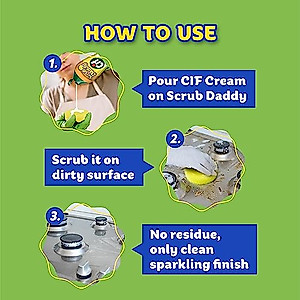 Scrub Daddy Scrub Mommy, Daddy Caddy + Cif All Purpose Cleaner - Scratch-Free, Dual-Sided Kitchen + Bathroom Scrubber + Multipurpose Cleaning Cream - Cleaning Supplies Kit for Multiple Surfaces