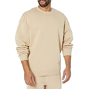 Amazon Essentials Men's Oversized-Fit Crewneck Sweatshirt (Available in Big & Tall), Tan, Large