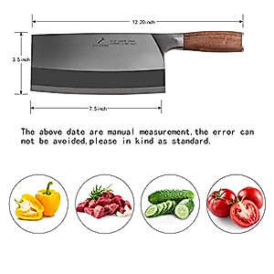 LOUISAX Vegetable Meat Cleaver Knife 7.5” Pro Chinese Chef Cleaver Butcher Knife with Forged High Carbon Steel Full Tang Ergonomic Pakkawood Handle