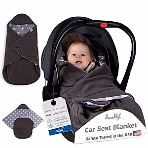 SWADDYL Car seat Blankets for Babies - Baby Footmuff - Carseat Swaddle Blanket - Stroller Bunting Bag for Infants - Baby Newborn Winter Gear (Grey/Stars)