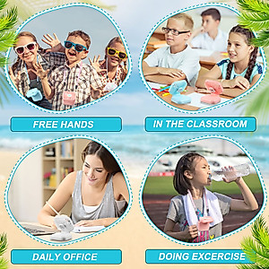 Hortsun 3Pack Necklace Fan Portable Neck Hanging Fan Mini Fan Handheld Fan for Cooling Small Personal Hands Free Fan USB Rechargeable Battery 3 Speed Air Circulatory Fan (Blue, Pink, White)