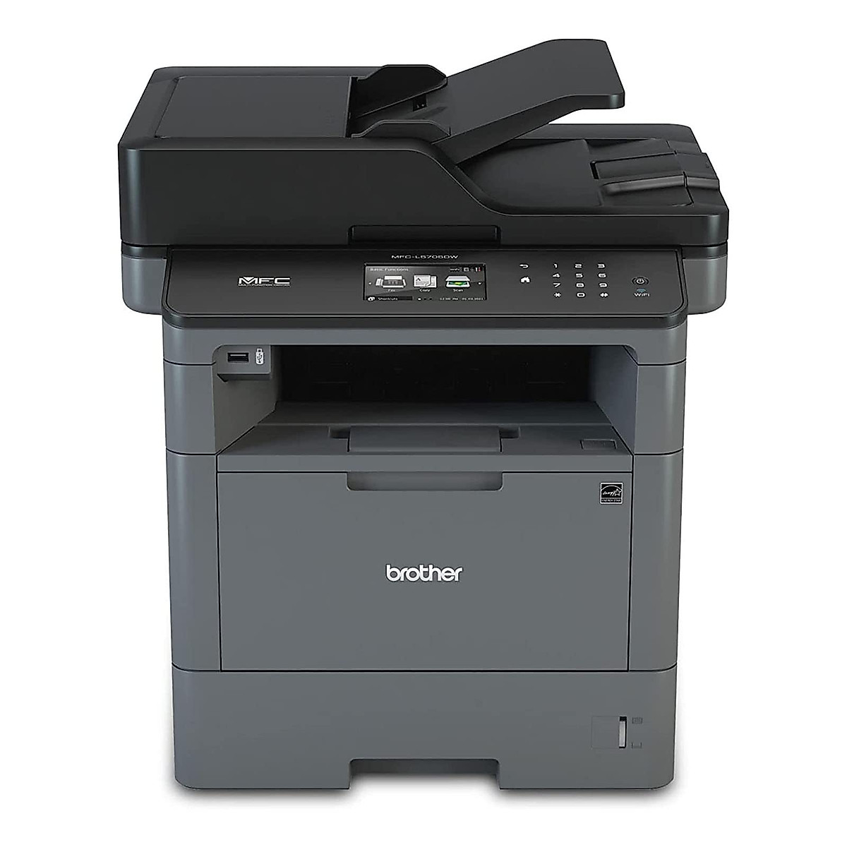 Brother MFC-L5705DW All-in-One Wireless Monochrome Laser Printer, Print&Copy&Scan&Fax, 42ppm, 1200x1200dpi, 3.7” Color Touchscreen Display, Duplex Printing, 50-Sheet ADF, Lanbertent Printer Cable