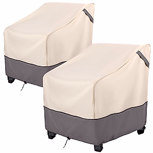 Bestalent Patio Furniture Covers Waterproof, Outdoor Chair Covers 2 Pack Clearance, Lawn Deep Seat Cover, Fits up to 36W × 37D × 36H inches (Beige/Grey)