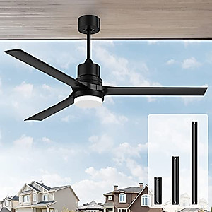 ghicc Outdoor Ceiling Fan with Lights: 60 inch Black Ceiling Fan with Remote Fan for Bedroom 6 Speeds Modern Fan with Reversible DC Motor for Patio Bedroom Living Room