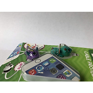Tzumi Bytes Cable Protectors for iPhone/iPad USB Cable, Cute Animals Charging Cable Saver, Phone Accessory Protect USB Charger (Green Dragon and Purple Monsters)