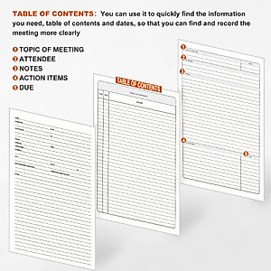 Meeting Notebook for Work with Action Items Hardcover Spiral Meeting Planner for Office Business Meeting Work Notes Notebooks for Note Taking Professional Meeting Notebooks for Men Women,Grey