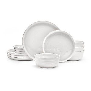 Mikasa Callie Bone China Lightweight Chip Resistant 12 Piece Dinnerware Set, Service for 4, White