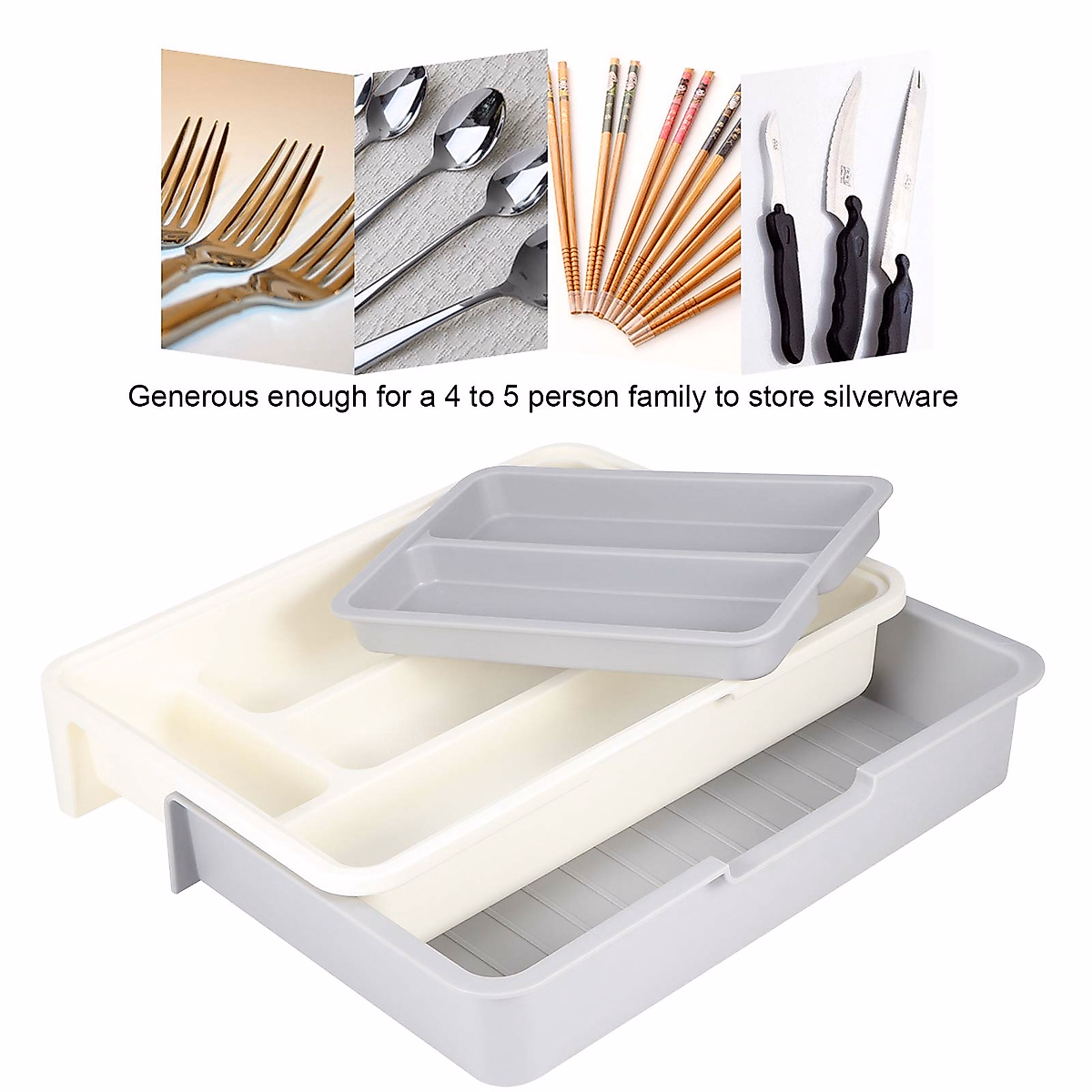 Hyuduo Utensil Drawer Organizer, Expandable Adjustable Kitchen Drawer Organizer For Utensils, Compartment Tidy Drawer,storage box storage box