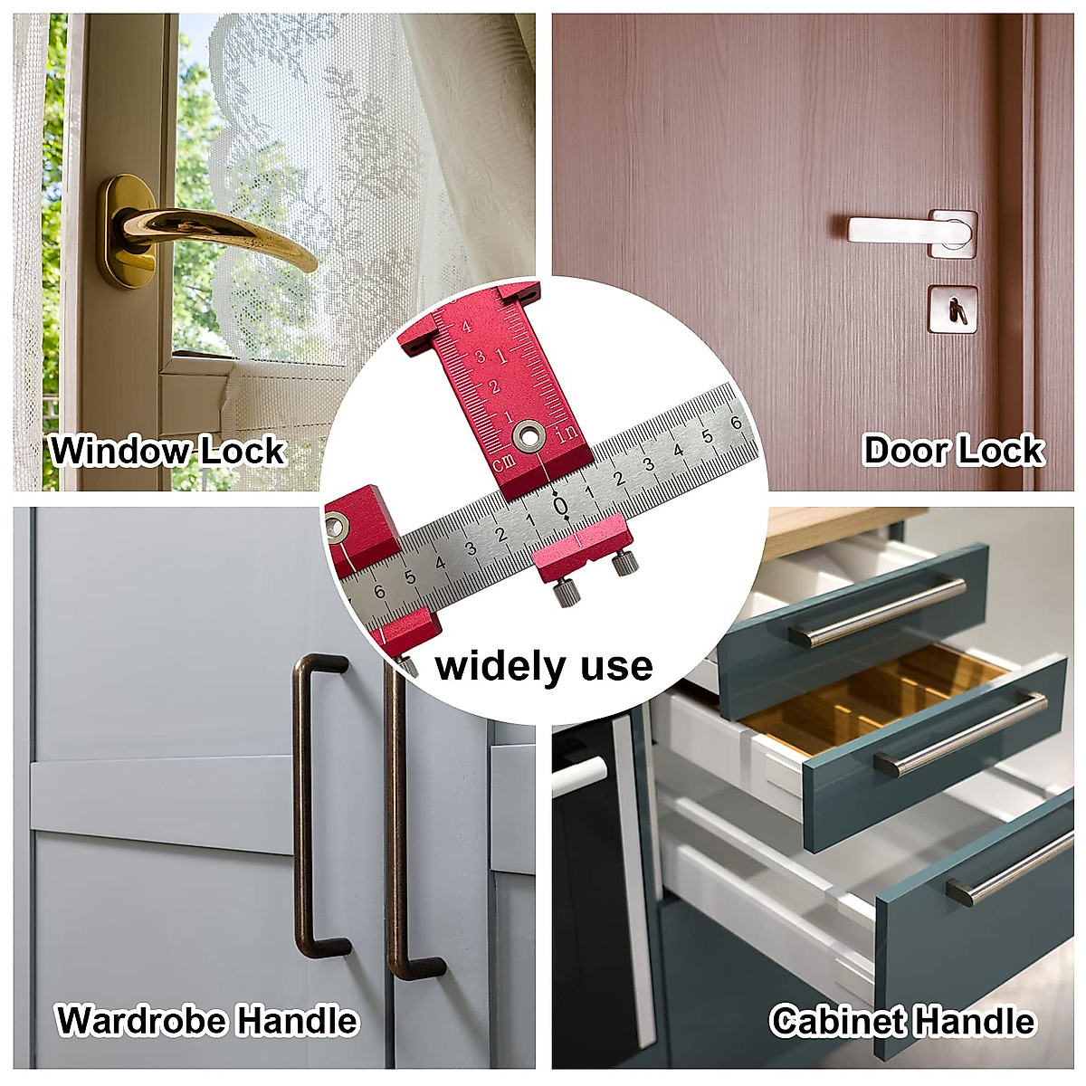 WAYCOJOY Cabinet Hardware jig Cabinet Hardware Template for Installing Drawers Pulls and Pulls on Cabinet Doors Cabinet Handle Template Tool for Handle and Pull Installation (All Aluminum)