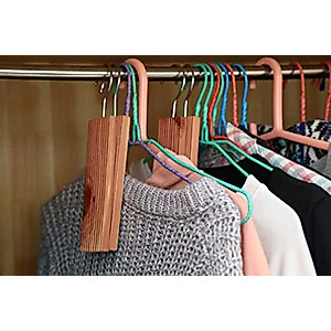 Wahdawn Cedar Hangers Planks Balls for Clothes Storage Closets Drawers Fresh Scent (4 Hangups and 10 Balls)
