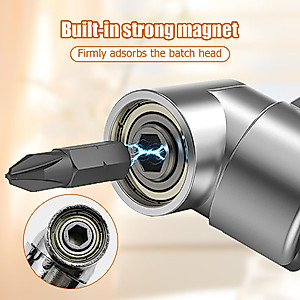 105 Degree Right Angle Drill Adapter, 2024 New Corner Tool Screw Hub with Multi-function Bend Screwdriver Bit, 1/4" Hex Shank Driver Angle Drill Attachment for Household Work (Long)