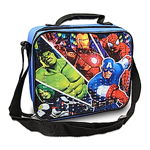 Avengers Lunch Box For Boys, Kids - Bundle with Avengers Lunch Container Kit, Bracelets, Stickers, More