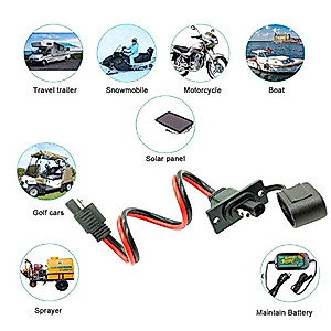 AYECEHI 12AWG SAE Cable,SAE to SAE Solar Weatherproof Socket Sidewall Port,SAE Cable Quick Disconnect Connect Panel Mount Universal Flush Mountable Connector - with Mounting Screws [Male to Male]