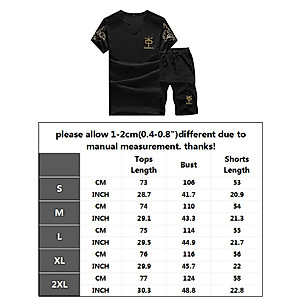 PASOK Men's Casual Tracksuit Full Zip Running Jogging Athletic Sports Jacket And Pants Set Short Style Black M