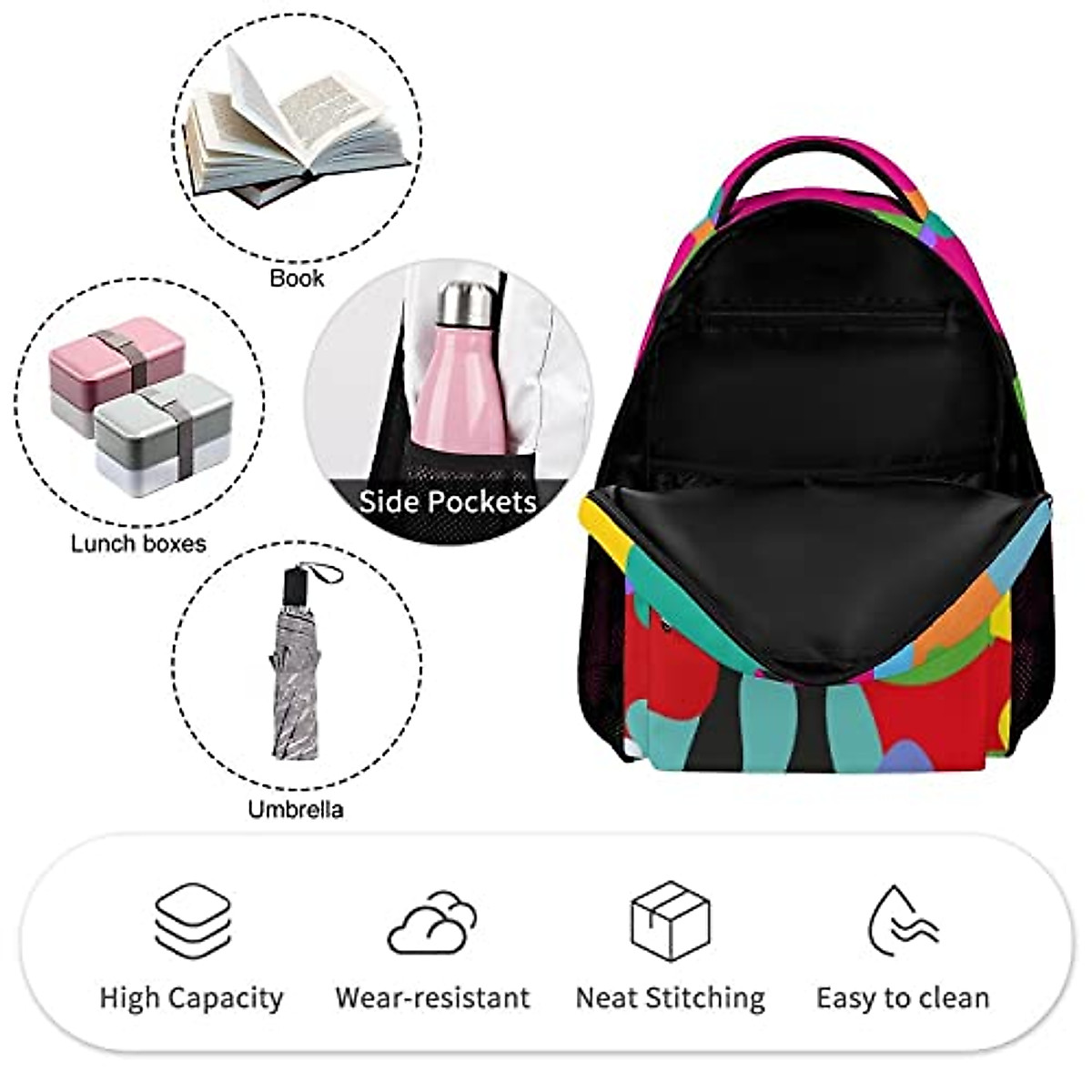 MIGAIUOI Bright Camouflage Backpack Cute Backpacks Casual Daypack Large Capacity Travel Backpack Bag