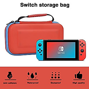 Carrying Case Compatible with Nintendo Switch - Sturdy Hard Shell Switch Carrying Bag for Switch OLED Console & Accessories with Strap and 10 Game Cards Slot(Red)