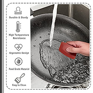 Grill Pan Scrapers Set, FULUWT 4 Pack Sturdy Polycarbonate Plastic Grill Pan Scraper for Cast Iron Skillet, Grill Pans, Frying Pans, Wok, Cookware.