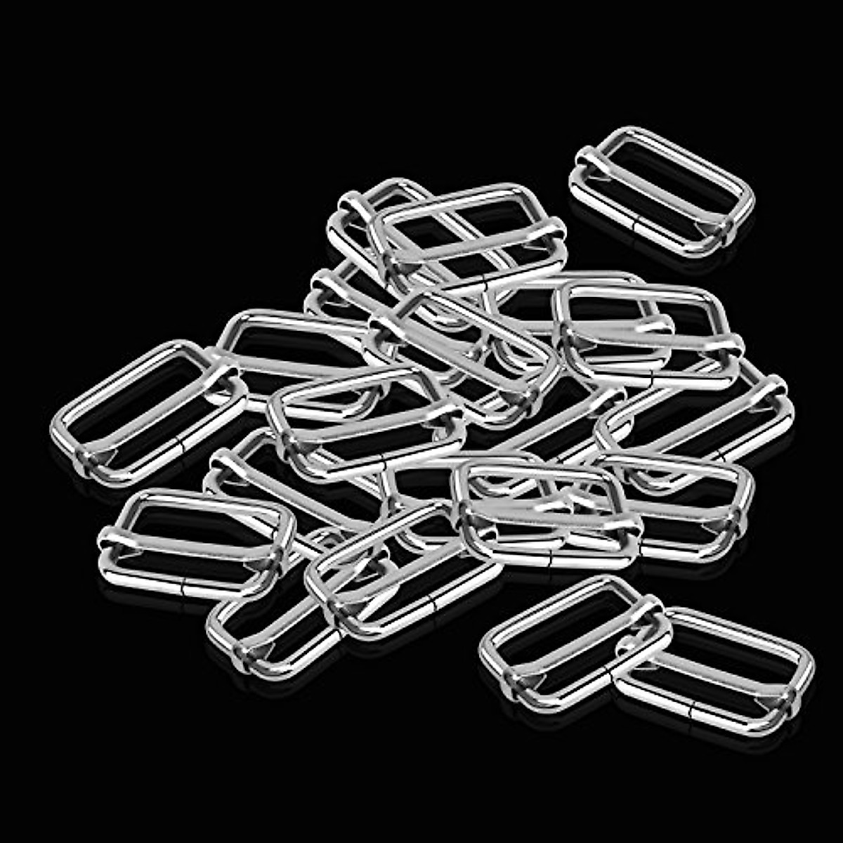 ERKOON 30 Pieces Slide BuckleMetal Triglide Slides Rectangle Adjustable Webbing Slider for Purse Making Bag Making Making DIY Accessories Silver (3/4 inch)