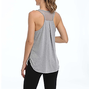 FOLIN Women's Sports Tank Tops Mesh Open Tank Tops for a Variety of Sports and Everyday Wear(Pack of 2) Grey, X-Large