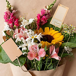 ZEYIYER 20Pcs Heart Pick for Holder, Floral Card Holder Stick, 11.8 Inch Gold Heart Flower Picture Holders, Metal Wire Flower Picks Clip for Wedding Party Birthday ​Cake