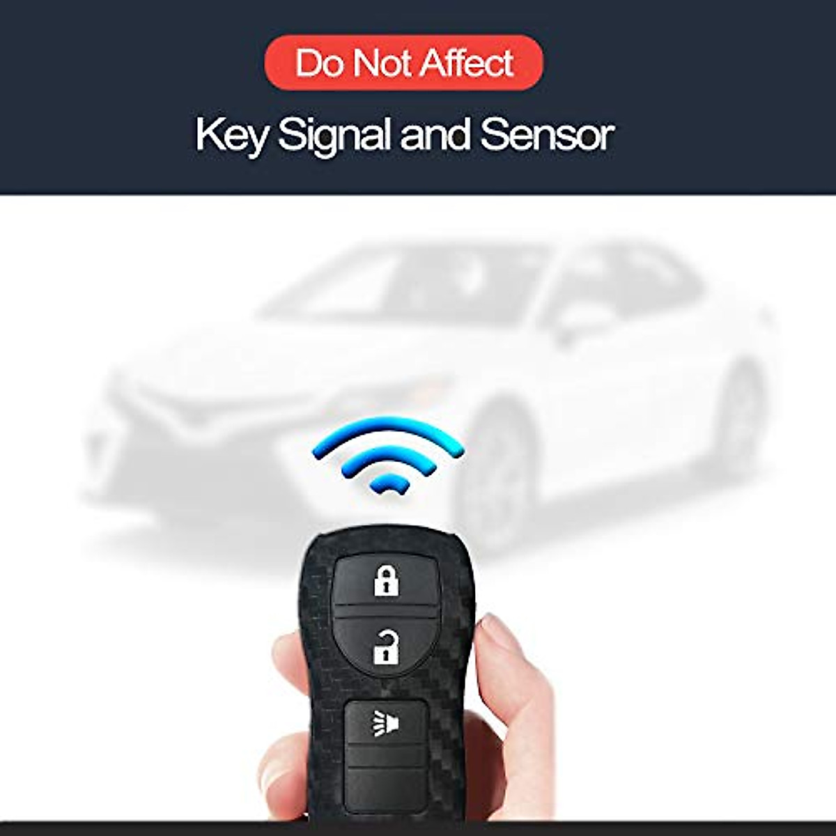 2pcs Compatible with Nissan 3 Button Smart Key Fob Carbon Fiber Looks Silicone Case Key Fob Cover for 2002-2017 Nissan Pathfinder Quest Sentra Xterra X-Trail Altima Armada Frontier, Infiniti FX35 45