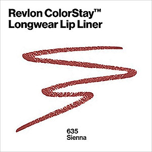 REVLON Lip Liner, Colorstay Lip Makeup with Built-in-Sharpener, Longwear Rich Lip Colors, Smooth Application, 635 Sienna, 0.01 oz