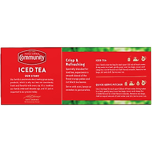 Community Coffee Porch Breeze Signature Iced Tea Bags, Family Size, Box of 24 Bags (Pack of 6)
