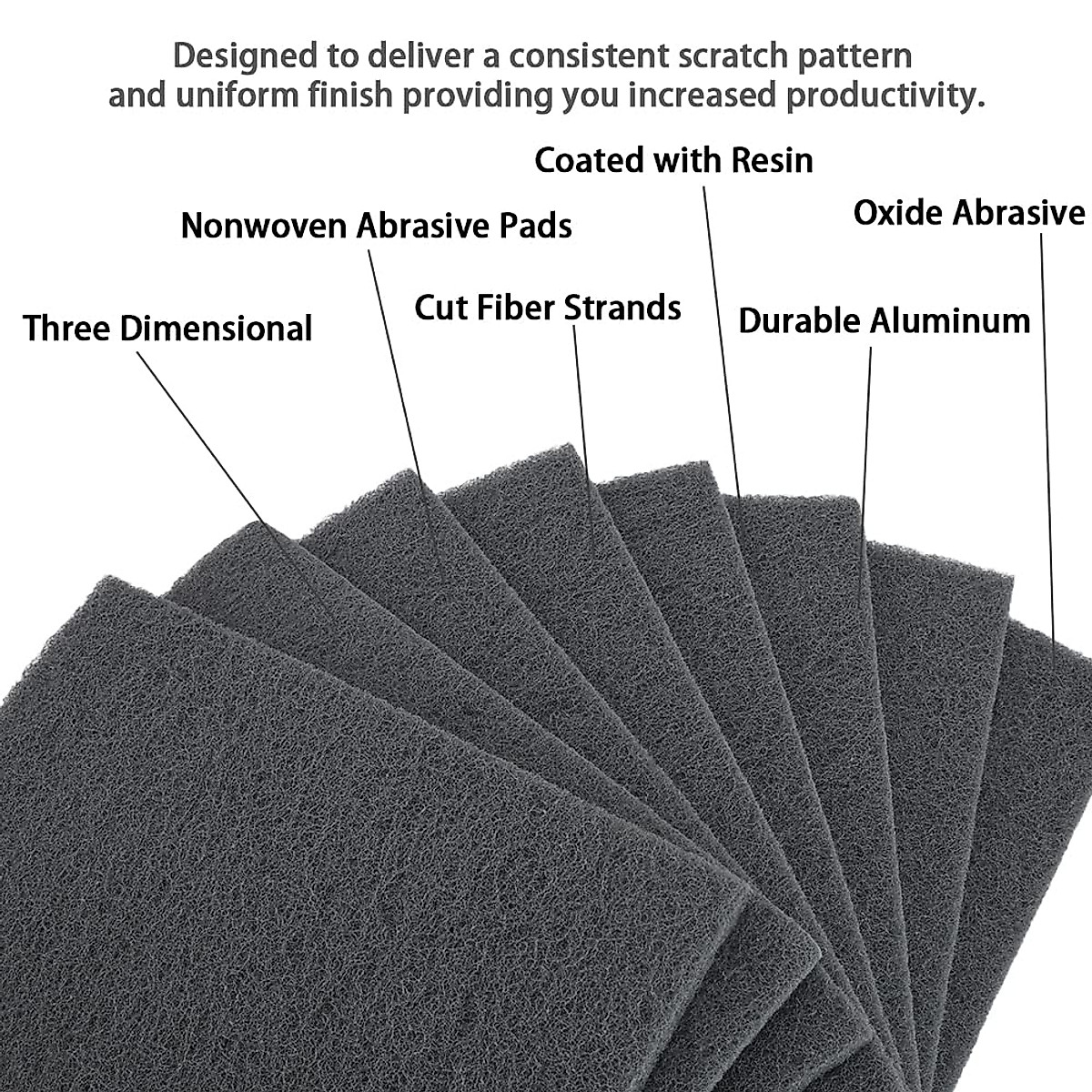 QZATTCAEN Gray Ultra Fine General Purpose Scuff Pads, Box of 8-6" x 9"- Final Scuffing, Scouring, Sanding, Cleaning, Paint Color Blend Prep, Surface Adhesion Preparation, 7448