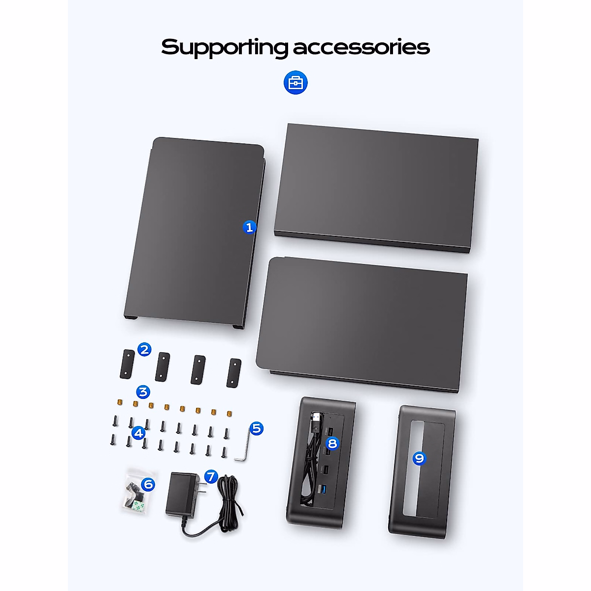 ENUSUNG Detachable Monitor Stand with USB 3.0/2.0 Ports Steel Dual Monitor Riser for Desk, Metal Computer Stand for Office, Desktop, Laptop, PC, iMac up to 32 Inches (Black)