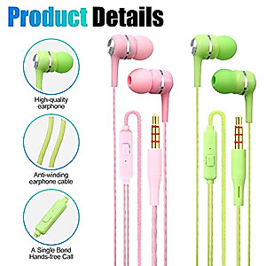 24 Pack Earbuds Pack Wire Earbuds with Microphone in Ear Headphones with Heavy Bass 4 Colors Wire Headphones Noise Isolating Ear Phones Stereo Sound Headphones with Mic for Classroom School Library