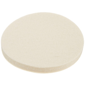 Grade F1 Pressed Wool Felt Disc, White, Meets SAE J314, 3/8" Thickness, 4" Diameter, Adhesive Backed