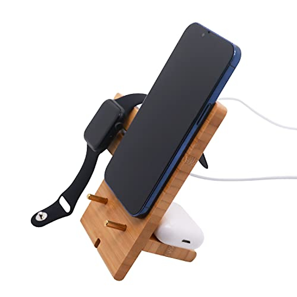 Bamboo Phone Stand for Magsafe Charger 3 in 1 Phone Stand, Detachable and Foldable Magnetic Connect, for iPhone 12 13 Pro/Max/Mini